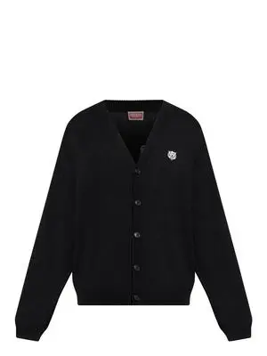 Kenzo Cardigan With Logo Patch - Black