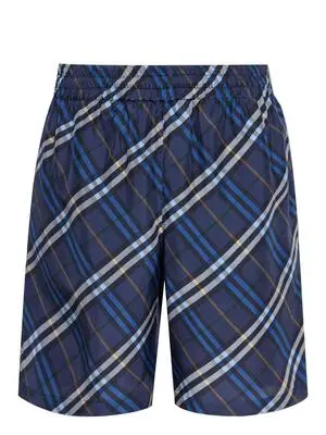 Burberry Silk Check Pattern Shorts - Navy Blue
