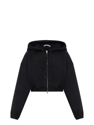 Alexander Wang Oversized Cropped Cotton Hoodie - Black