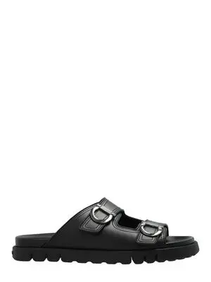 FERRAGAMO Leather Slides - Black