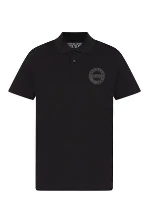 Versace Polo Shirt With Printed Logo - Black