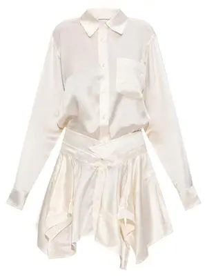 Alexander Wang Silk Dress With Asymmetrical Hem - Cream