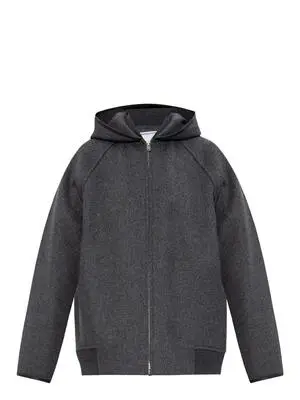 Bottega Veneta Wool Jacket With Hood - Grey