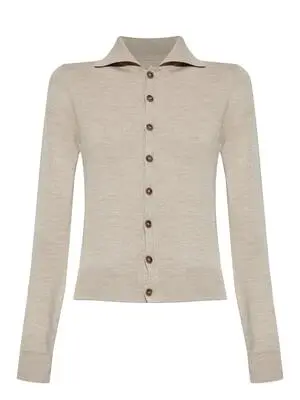 MAISON MARGIELA Wool Trimmed Cardigan - Beige