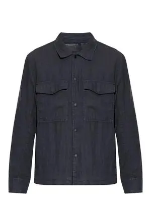 Rag & Bone Linen Jacket With Pockets - Navy Blue