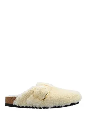 BIRKENSTOCK Boston Big Buckle Lambfur Slides - Cream