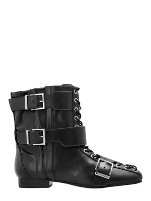 GANNI Vegan Leather Ankle Boots With Buckle Detail - Black