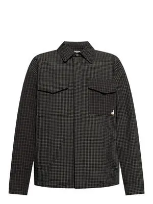 Moschino Checkered Cotton Jacket With Pocket - Black