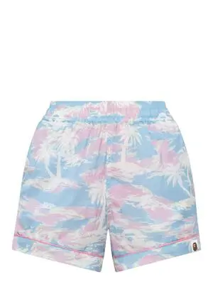 A BATHING APE Tropical Print Swim Shorts - Light Blue