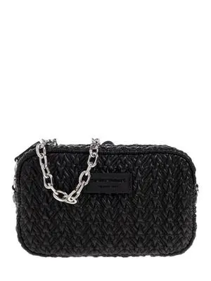 Emporio Armani Embossed Leather Shoulder Bag - Black