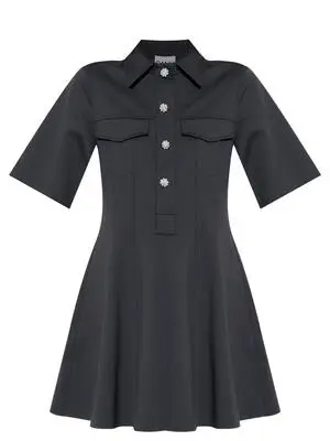 GANNI Dress With Rosette Buttons And Pockets - Black