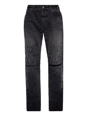 Amiri Distressed Straight Leg Jeans - Black