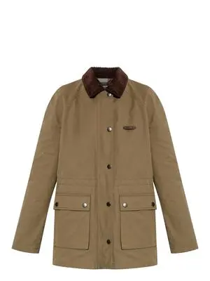 MOSCHINO Collared Cotton Coat With Corduroy Detail
