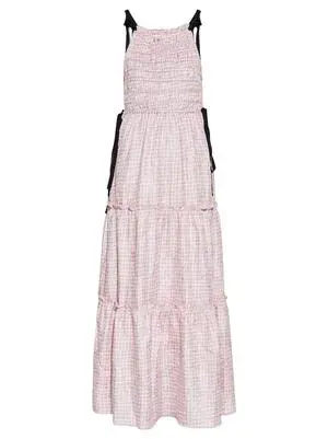 GANNI Plaid Maxi Dress - Pink