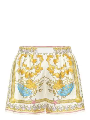 Versace Silk Baroque Print Shorts - Yellow