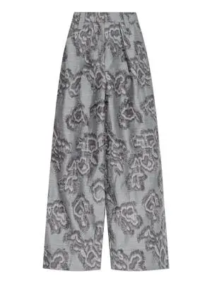 GANNI Vintage-effect Palazzo Trousers - Grey