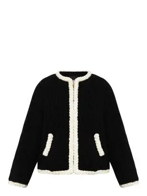 Moschino Braided Wool Jacket With Trim - Black