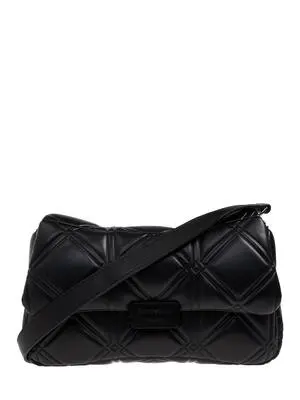 Emporio Armani Embossed Quilted Shoulder Bag - Black