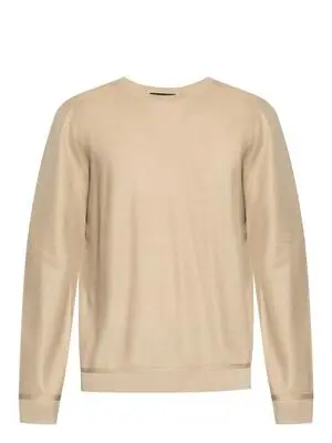 Theory Crew Neck Silk And Cotton Sweater - Beige