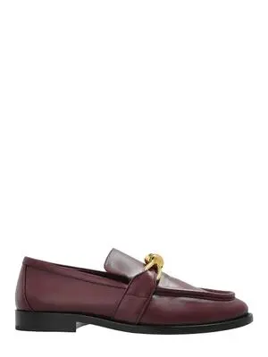 Bottega Veneta Leather Loafers With Chain Detail - Burgundy