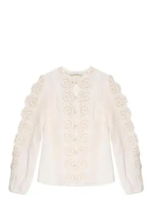 Zimmermann Embroidered Cotton Shirt - Cream
