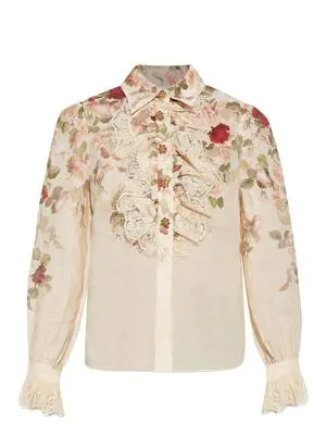 Zimmermann Floral Ramie Shirt - Cream