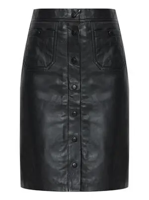 Munthe Locus Lambskin Leather Pencil Skirt - Black