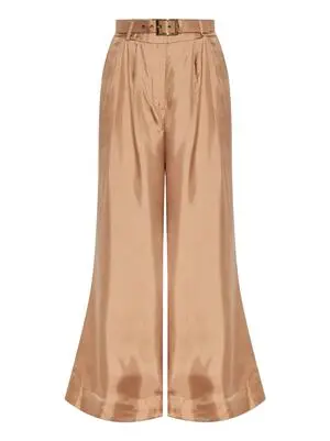 Zimmermann Silk Wide-leg Trousers - Beige