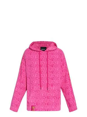 Versace Oversized Velour-terry Hoodie With Medusa Patch - Pink