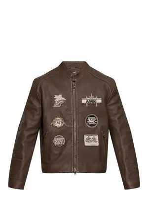 Amiri Grained Leather Jacket - Brown