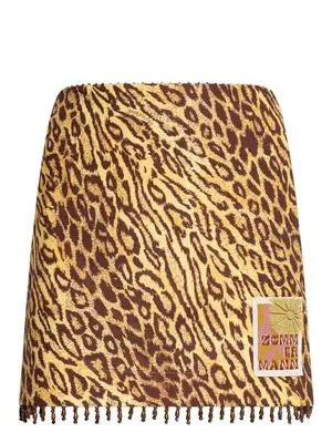 Zimmermann Animal Print Mini Skirt - Beige