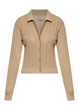 Alessandra Rich Decorative Knit Cardigan - Beige
