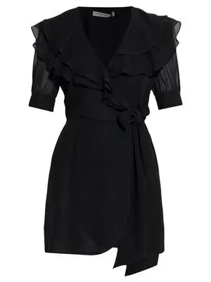 Alessandra Rich Wrap Dress With Tie Waist - Black
