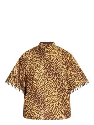Zimmermann Beaded Leopard Print Shirt - Beige