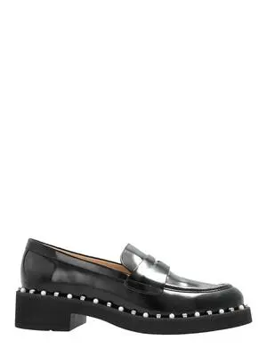 STUART WEITZMAN Reverie Glossed Leather Loafers - Black