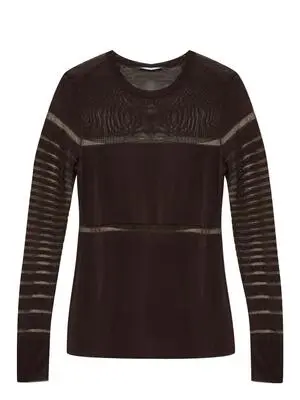 Helmut Lang Long-sleeved Mesh Top - Brown