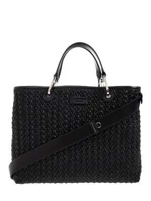 Emporio Armani Embossed Logo Shopper Tote - Black