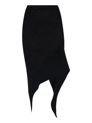 Issey Miyake Ribbed Asymmetrical Skirt - Black