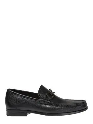 FERRAGAMO Grain Leather Loafers - Black