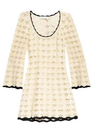 Zimmermann Floral Openwork Knit Mini Dress - Cream
