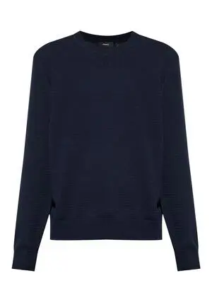 Theory Cotton Crew-neck Sweater - Navy Blue