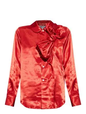 CDG BY COMME DES GARÇONS Satin Shirt With Decorative Bow - Red