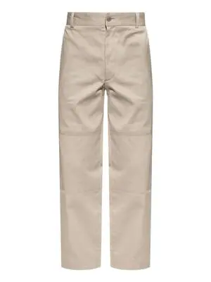 Moncler Wide Leg Pants With Logo - Beige