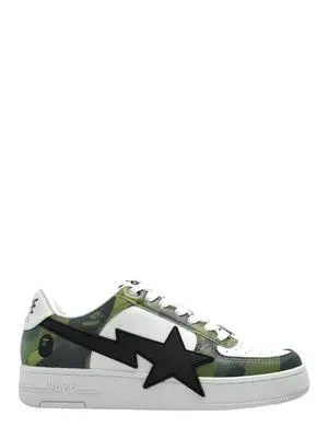 A BATHING APE Camo Leather Sneakers - Green
