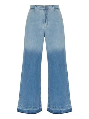 Munthe Lecube High-waist Flared Organic Cotton Trousers - Blue