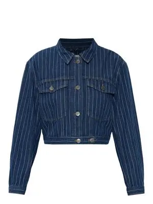 Munthe Lindy Cropped Pinstripe Denim Jacket - Navy Blue