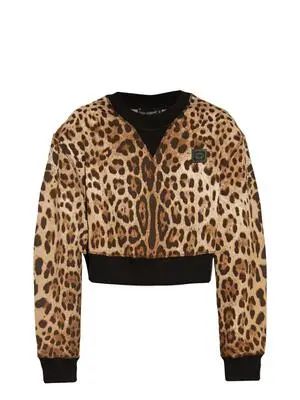 Dolce & Gabbana Animal Print Cotton Sweatshirt - Brown