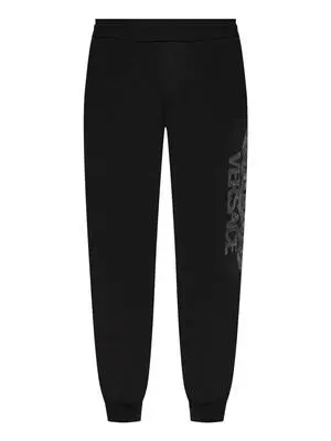 Versace Sweatpants With Printed Logo - Black