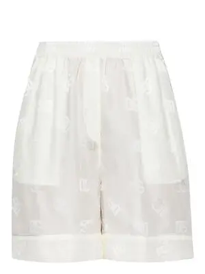 Dolce & Gabbana Silk Monogram Shorts Cream