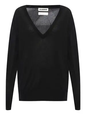 JIL SANDER Cashmere V-neck Sweater - Black